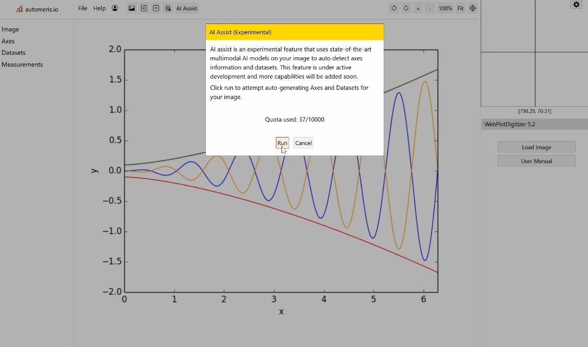 automeris.io: Computer vision assisted data extraction from charts using WebPlotDigitizer